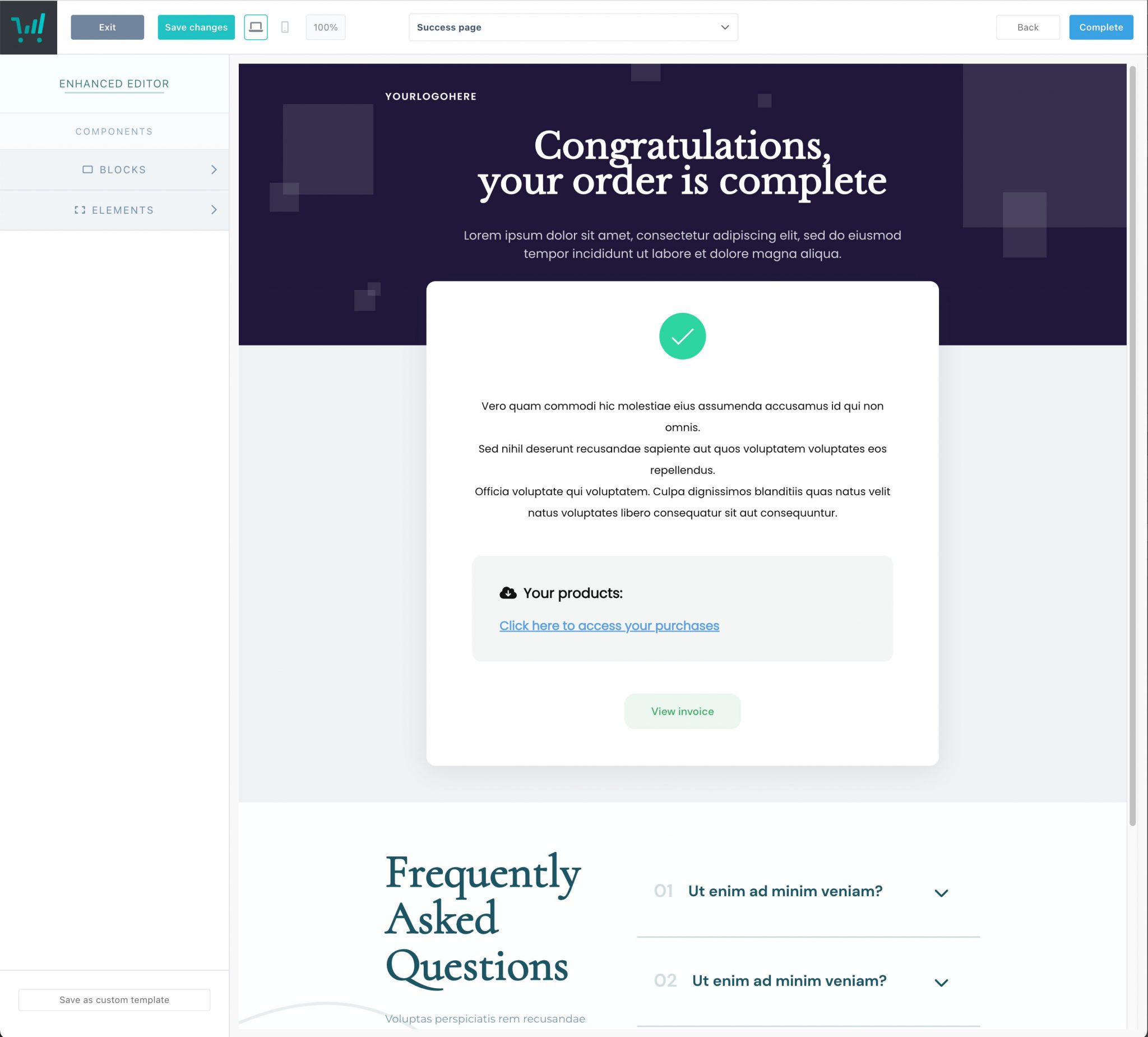 Setting your after order success/thank you page – ThriveCart Helpdesk
