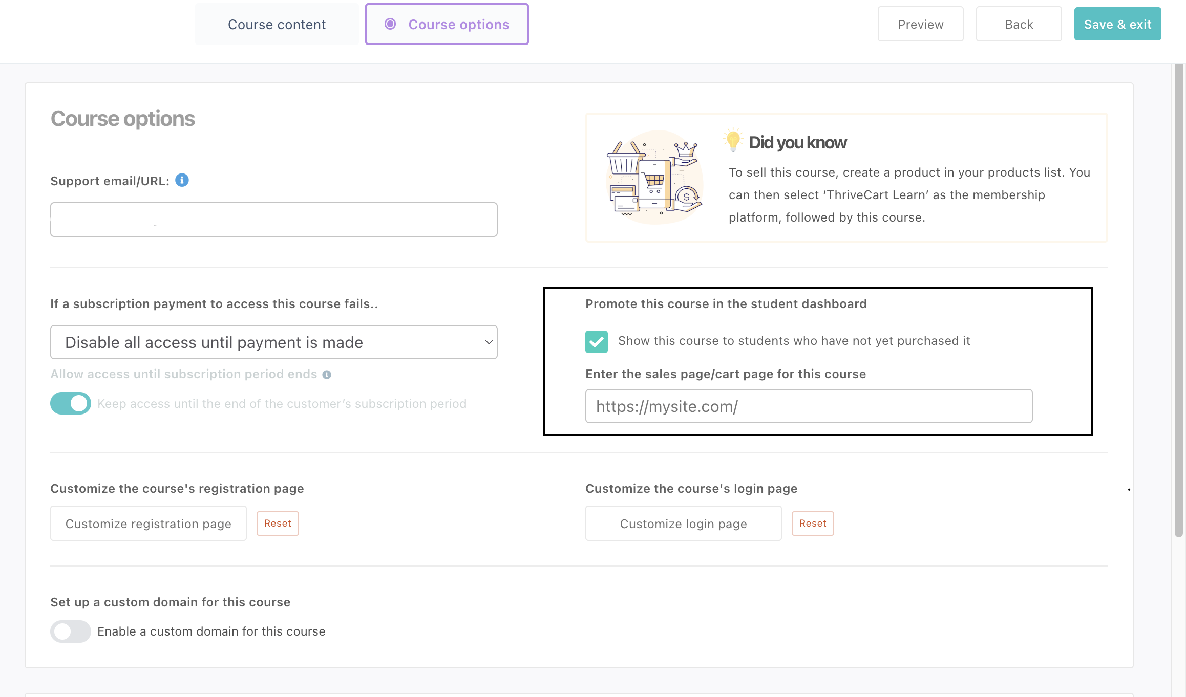 How To Promote Your Courses Inside your Student Dashboard - ThriveCart ...
